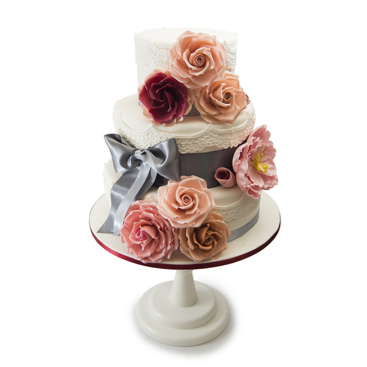 Pastelna torta sa roze cvetovima - Svadbena torta