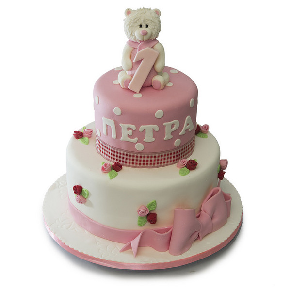 Roze medvedić torta - Dečija torta